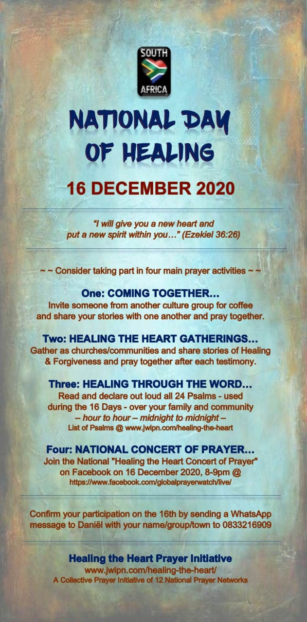 Healing The Heart prayer initiative from December 1 to 16 (National Day ...